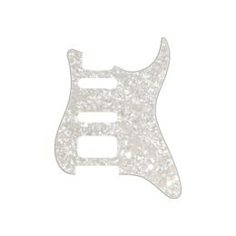 Fender E-Gitarre, Modern Pickguard Strat HSS White Pearl 4-Ply 11-Hole