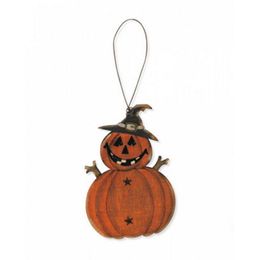 Horror-Shop Dekoobjekt Halloween Holz Ornament Kürbis als Mitbringsel & D