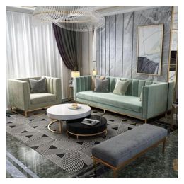 JVmoebel Wohnzimmer-Set, Luxus Wohn Zimmer Möbel Italien Metall Sofa Couch Garnitur 3+1+1