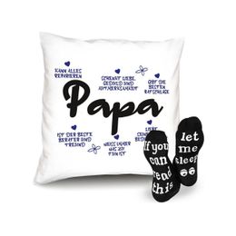 Soreso® Soreso® Dekokissen Kissen + Socken Geschenk für Papa zum Geburtstag Vatertag Weihnachten