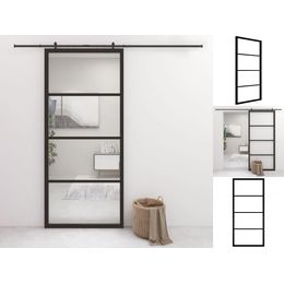 vidaXL Zimmertür Schiebetür Aluminium und ESG-Glas 90x205 cm Schwarz