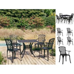 vidaXL Garten-Essgruppe 5-tlg Bistro-Set Aluminiumguss Schwarz Sitzgruppe Set