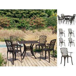 vidaXL Garten-Essgruppe 5-tlg Bistro-Set Aluminiumguss Bronzen Sitzgruppe Set