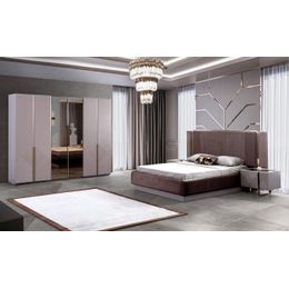 JVmoebel Schlafzimmer-Set Bett Schlafzimmer Luxus Betten 2x Nachttische 4tlg