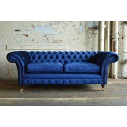 JVmoebel 3-Sitzer XXL Big Sofa 3 Sitzer Couch Chesterfield Polster Garnitur Textil Blau