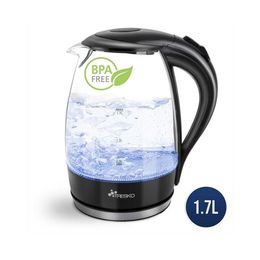 TRESKO Wasserkocher 1,7 l 2200 W Glas Wasserkocher LED-Beleuchtung / BPA -frei