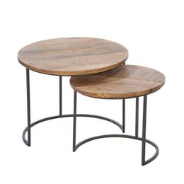 Gilde Couchtisch Holz Tisch Set rund"Camara" Serie 2