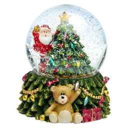 SIKORA Schneekugel SK11 Weihnachtsmann auf dem Baum bunte LED Beleuchtung D:6