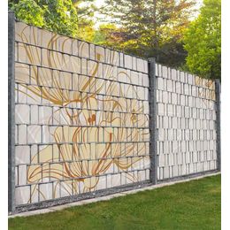 MyMaxxi Sichtschutzstreifen Zaunsichtschutz abstrakt gezeichnete Blüte Sichtschutz Garten Zaun