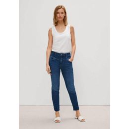 comma, Comma 7/8-Jeans Slim: 7/8-Jeans mit High Waist Leder-Patch