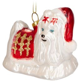 BRUBAKER Christbaumschmuck Hund mit Weihnachtsmütze