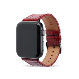 GOLDBLACK Smartwatch-Armband Apple Watch Armband Croco rot (Adapter schwarz)