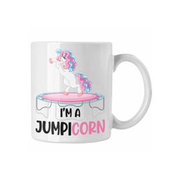 Trendation Tasse Jumpicorn Tasse Geschenk Trampolin Fitness Einhorn