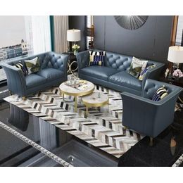 JVmoebel Wohnzimmer-Set, Luxus Leder Chesterfield Sofa Couch Sitz Polster Garnitur 3+1+1