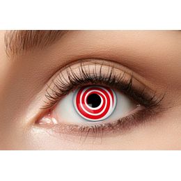 Eyecatcher Farblinsen Red Spiral Kontaktlinsen. Rote Motivlinsen.