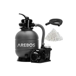 Arebos Sandfilteranlage mit Pumpe inkl.700g Filterbälle + 2m Schlauch
