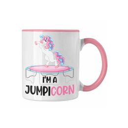 Trendation Tasse Jumpicorn Tasse Geschenk Trampolin Fitness Einhorn