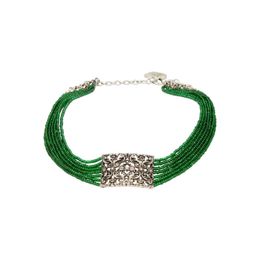 Alpenflüstern Alpenflüstern Collier Trachten-Perlen-Kropfkette Edelweiß-Ornament (grün)