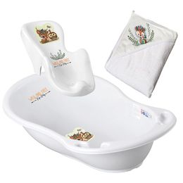 Tega-Baby Babybadewanne 2 Teile Set Wild und Free Weiss +Tuch