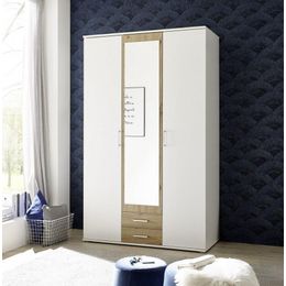 möbelando möbelando Kleiderschrank Hanau (BxHxT: 120x196x54 cm) in Weiß / Artisan Eiche mit 2 Schubladen und 3 Türen