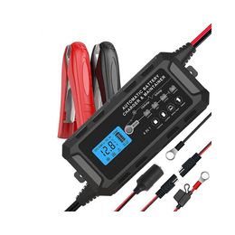 AUDEW Batterie-Ladegerät (vollautomatisch Auto Motorrad Ladegerät LCD-Bildschirm 12V)