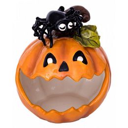 Horror-Shop Dekoobjekt Spooky Kürbis Süßigkeiten Schale aus Keramik 21cm
