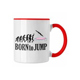 Trendation Tasse Born To Jump Tasse Geschenk Trampolin Fitness Mädchen Frauen