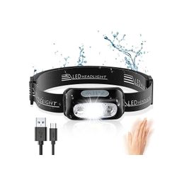 zggzerg LED Stirnlampe LED Wiederaufladbar mit Bewegungssensor & 4 Lichtmodi IPX6 Wasserdicht