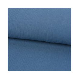 SCHÖNER LEBEN. SCHÖNER LEBEN. Stoff Double Gauze Organic Bio Musselin Windelstoff uni jeansblau 1