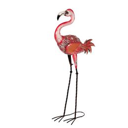 Birendy Dekofigur Riesige schöne Metall Figuren Flamingo rosa Gartenfigur 88cm Dekofigur Metallart