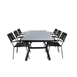 ebuy24 Garten-Essgruppe Virya Gartenset Tisch 100x200cm und 6 Stühle Armle