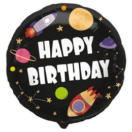Folat Folienballon Folienballon rund Geburtstag 'Happy Birthday' Rake