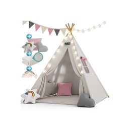 Spielwerk Spielzelt 2,5 cm Bodenmatte Lichterkette Baumwolle 3 Kissen Kinder Tipi