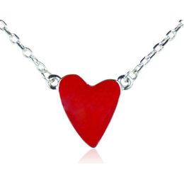 LUISIA® Kette mit Anhänger Filigrane Silberne Damen Halskette mit rotem Herz