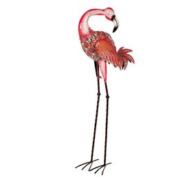 Birendy Dekofigur Riesige schöne Metall Figuren Flamingo rosa Gartenfigur 88cm Dekofigur Metallart