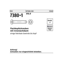 Reyher Schraube 500er Pack Flachkopfschraube ISO 7380-1 Innen-6kt M3x 16 010.9 500 St