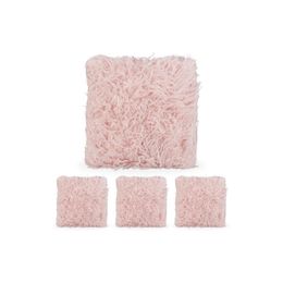 Relaxdays Dekokissen 4 x flauschige Kissen rosa