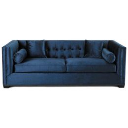 JVmoebel Chesterfield-Sofa Navy Blauer Chesterfield Dreisitzer luxus 3-Sitzer Sofa Neu