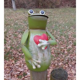 Deko-Impression Dekofigur Zaunfigur Zaunhocker Frosch mit Herz Gartendekoration Eisen grün-rot (1 St)