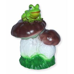 Rakso Oskar Schneider GmbH Tierfigur Deko Figur Zwei Steinpilze mit Frosch aus Kunststoff Höhe 19 cm