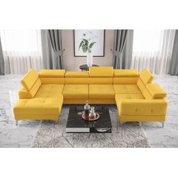 JVmoebel Ecksofa Modern Luxus Automatik Ecksofa Stoff U-Form Couch Textil