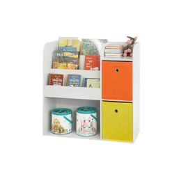 sobuy Bücherregal KMB37, Kinderregal mit 5 Ablagefächern und 2 Stoffboxen Spielzeugregal