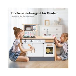 EXTSUD Spielküche Klassisches hölzernes Kinderküchen-Spielset