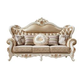 JVmoebel 3-Sitzer Sofa 3 Sitzer Beige Luxus Leder Wohnzimmer Klassische Elegantes Sofa