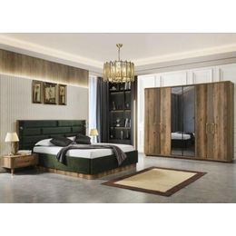 JVmoebel Schlafzimmer-Set Luxusbett 2 Nachttische Kleiderschrank inklusive 4-teiliges Set