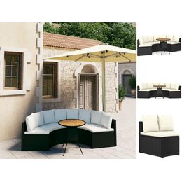 vidaXL Garten-Essgruppe 5-tlg Garten-Sofagarnitur mit Auflagen Polyrattan Schwarz Sitzgruppe S