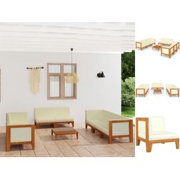 vidaXL Garten-Essgruppe 9-tlg Garten Lounge Set mit Kissen Massivholz Akazie Holz Sitzgruppe S