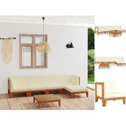 vidaXL Garten-Essgruppe 6-tlg Garten Lounge Set mit Kissen Massivholz Akazie Holz Sitzgruppe S