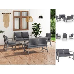 vidaXL Garten-Essgruppe 5-tlg Garten Lounge Set mit Auflagen Massivholz Akazie Grau Holz Sitzg