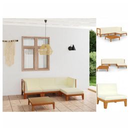 vidaXL Garten-Essgruppe 5-tlg Garten Lounge Set mit Kissen Massivholz Akazie Holz Sitzgruppe S